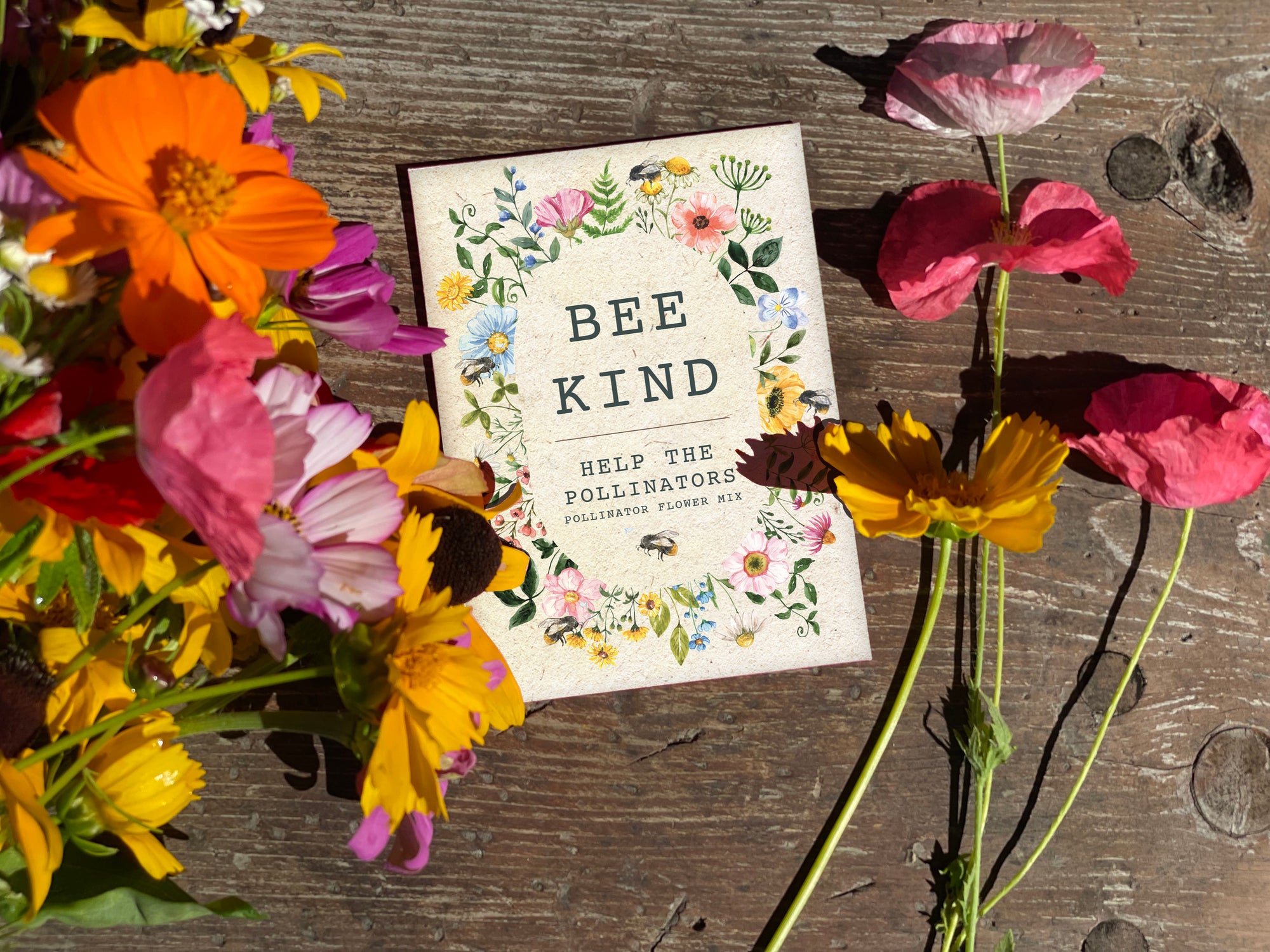Bee Kind Help Pollinators Kraft Bee - Flower Mix Seed Packets | Bentley ...