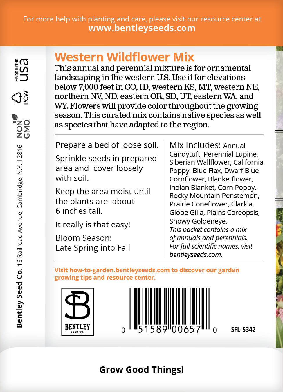 Wildflower, Western Wildflower Mix Seed Packets | Bentley Seeds