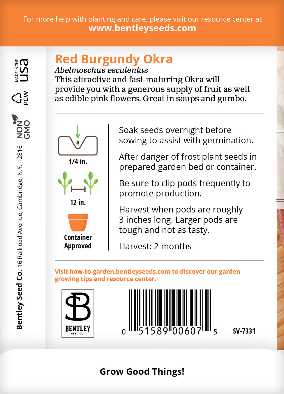 Okra, Red Burgundy Seed Packets | Bentley Seeds