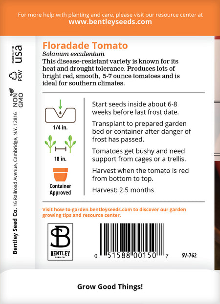 Tomato, Floradade Seed Packets Heirloom Seeds Easy to Grow – Bentley Seeds
