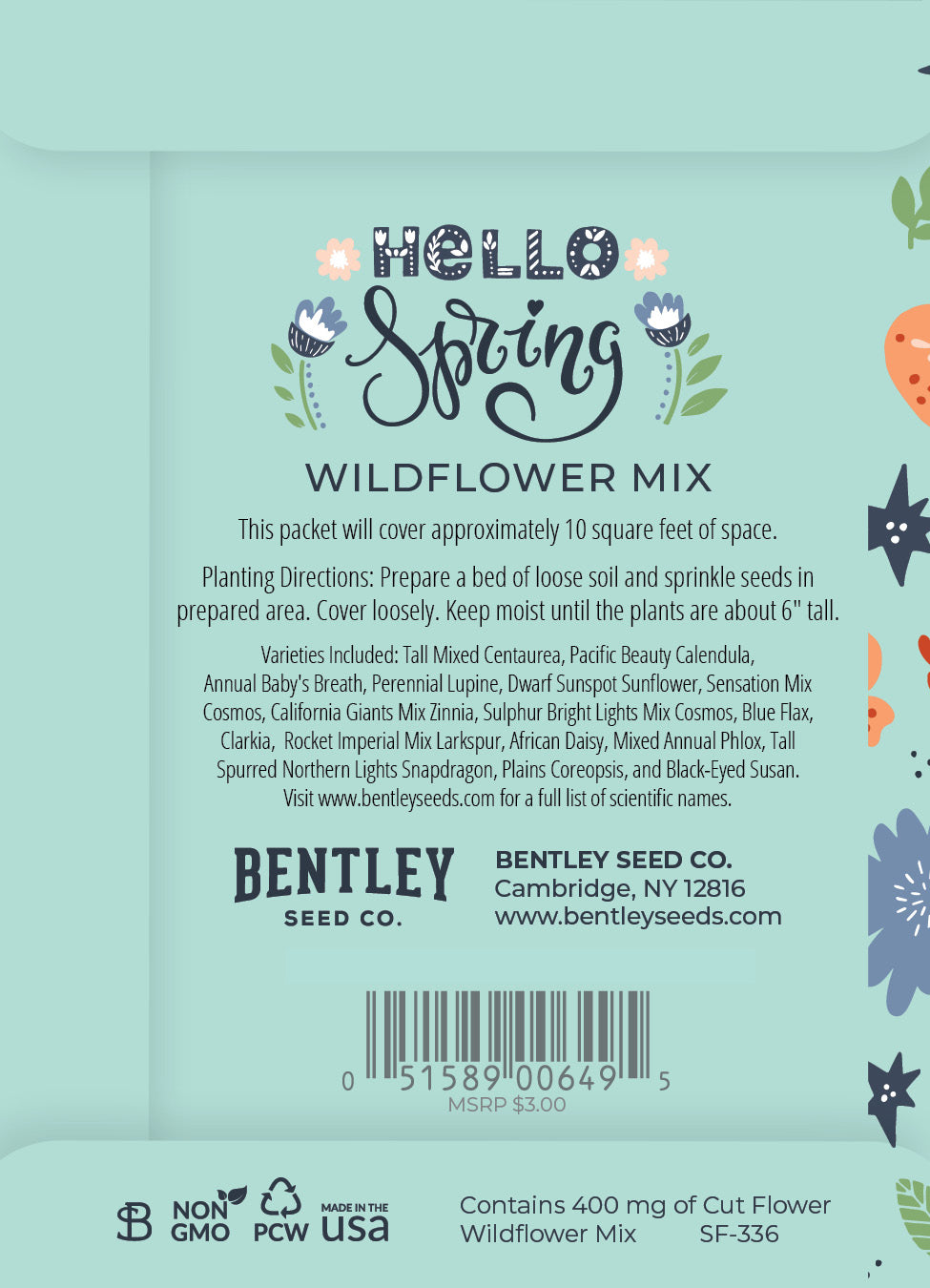 Hello Spring Blue Background - Wildflower Mix Seed Packets – Bentley Seeds