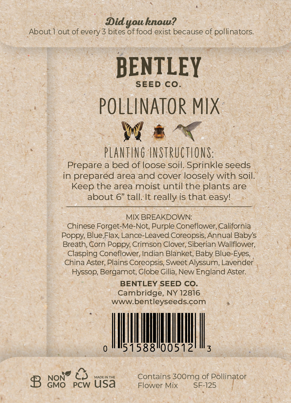 Pollinator Hummingbird - Wildflower Mix Seed Packets | Bentley Seeds