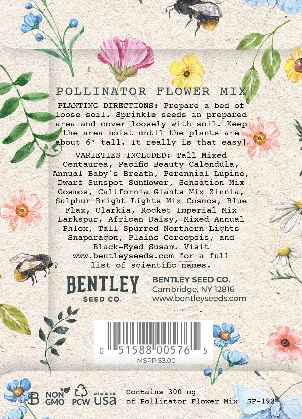Help Pollinators Kraft Bee - Pollinator Wildflower Seed Packets ...
