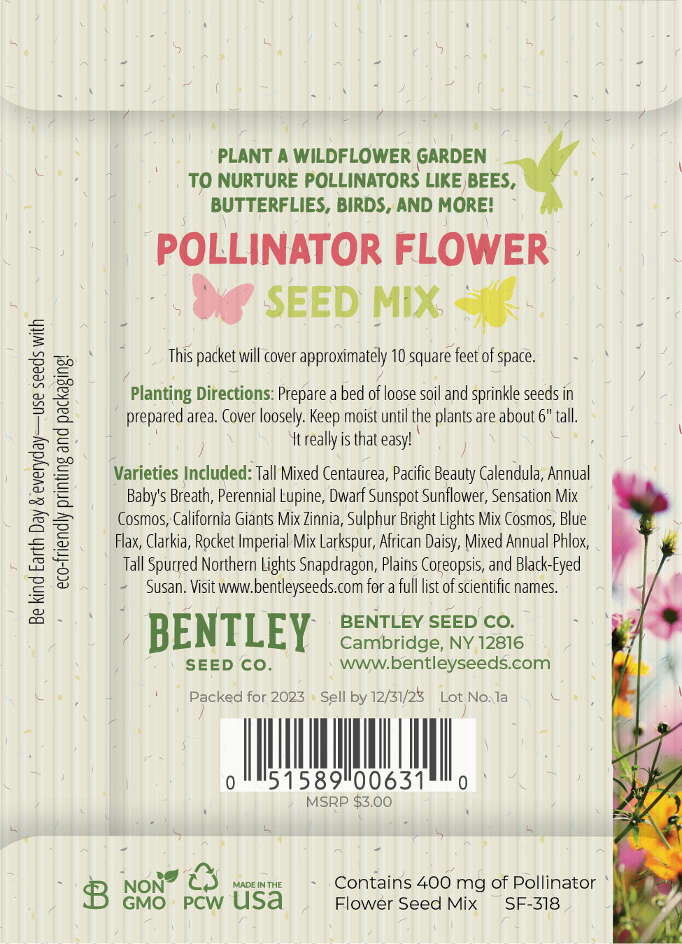 Make Everyday Earth Day - Pollinator Flower Mix Seed Packets | Bentley ...