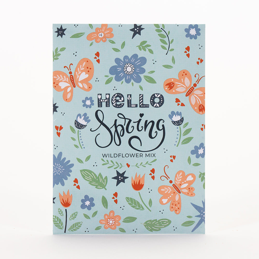 Hello Spring Blue Background - Wildflower Mix Seed Packets – Bentley Seeds
