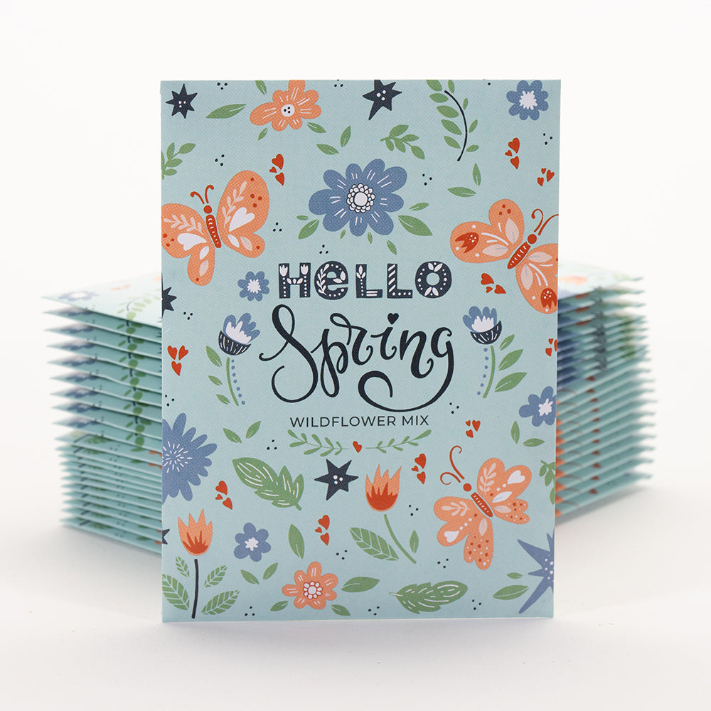 Hello Spring Blue Background - Wildflower Mix Seed Packets – Bentley Seeds