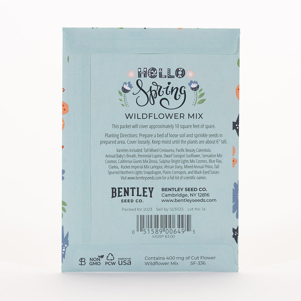 Hello Spring Blue Background - Wildflower Mix Seed Packets – Bentley Seeds