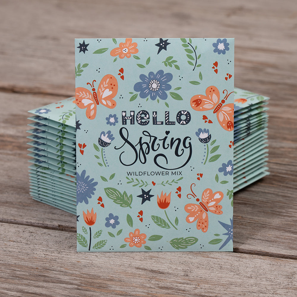 Hello Spring Blue Background - Wildflower Mix Seed Packets – Bentley Seeds