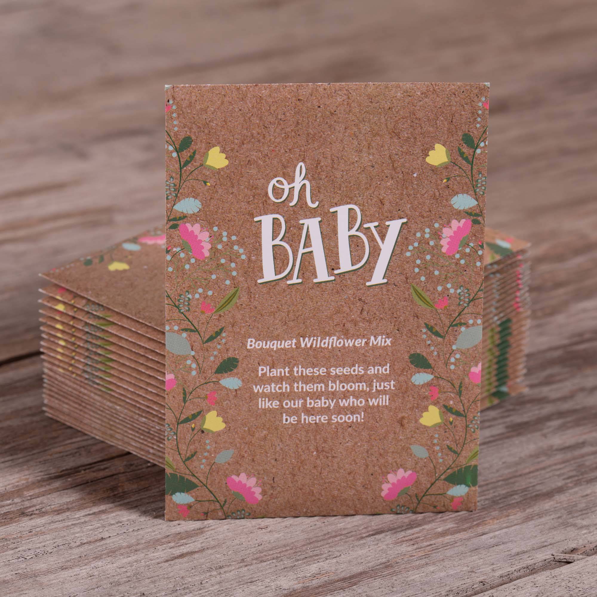 Oh Baby Baby Shower Brown - Bouquet Wildflower Seed Packets